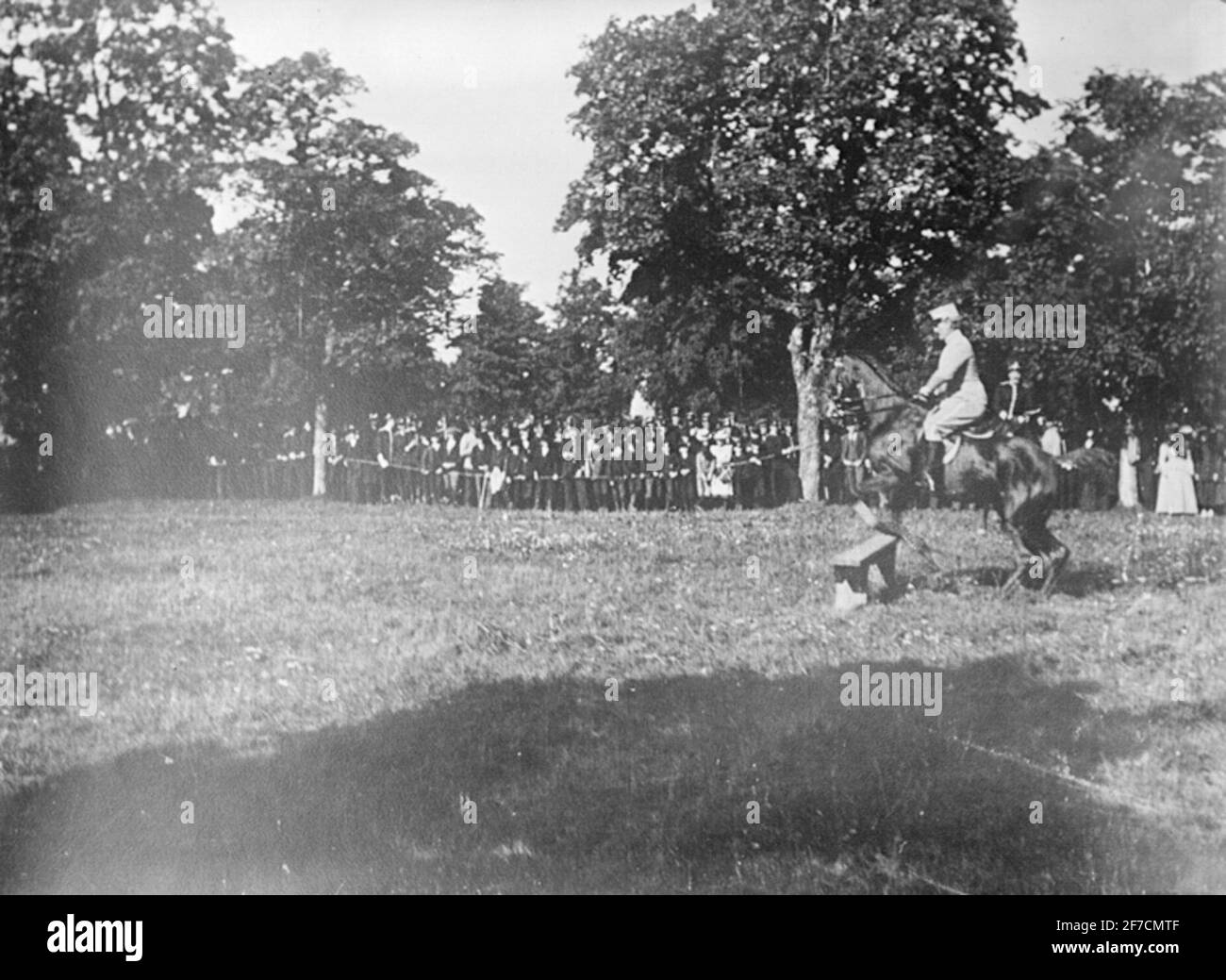 Old ore military exerts horse jumping in front of audiences on the ...