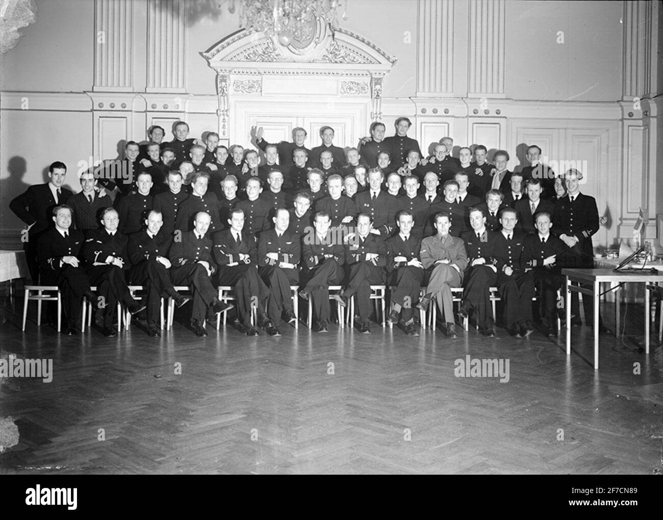 Group portrait of staff at F 2 Roslagens flying fleet. Group portrait ...