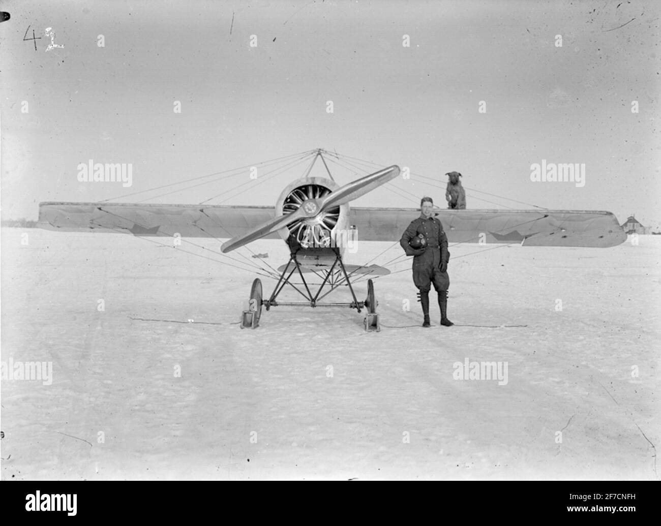 Airplane on the ground aircraft Thulin K "Thulinjagaren" on the ground ...
