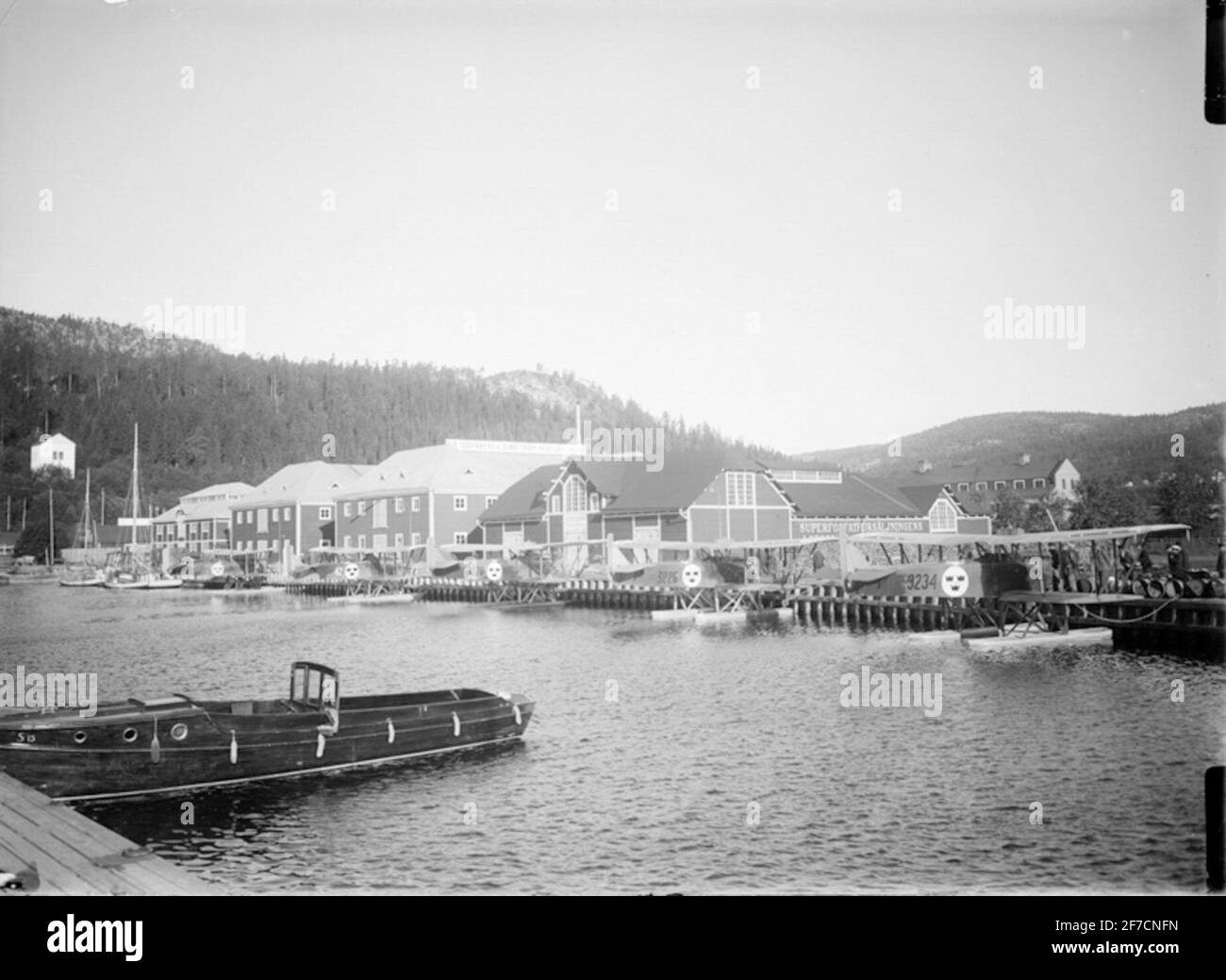 The airport harbor in Örnsköldsvik Airport in Örnsköldsvik. Five moored ...
