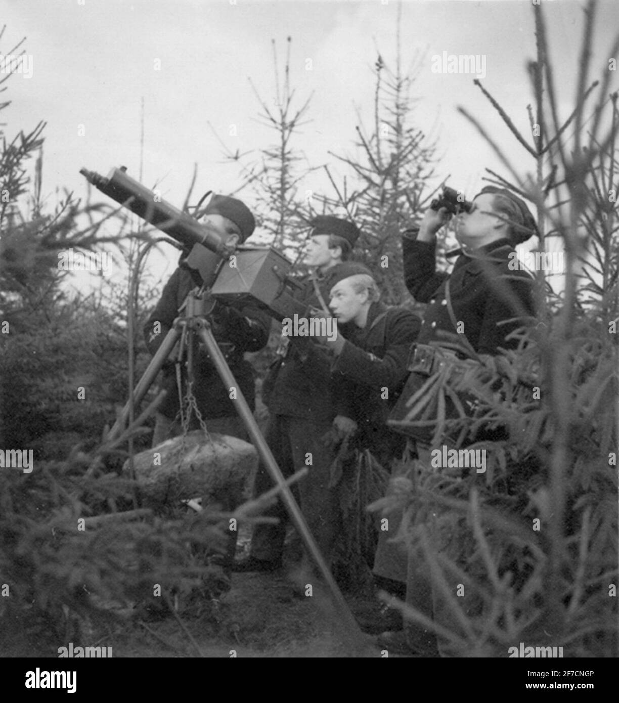 Exercise with air scaling syringe in fire position, 1939 Exercise with ...