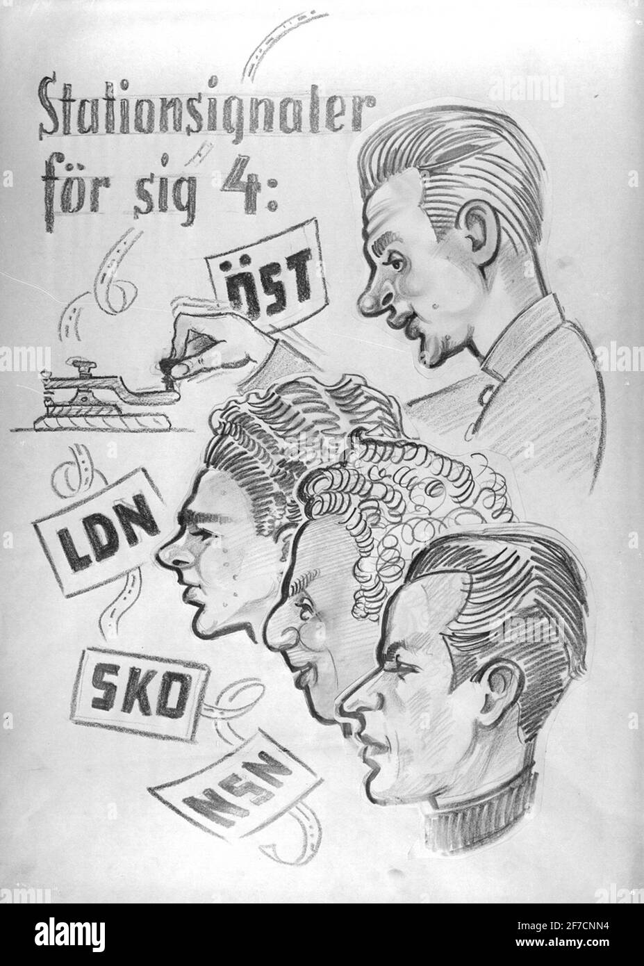 Cartoon image of militants from the Air Force, 1930s Caricature image ...