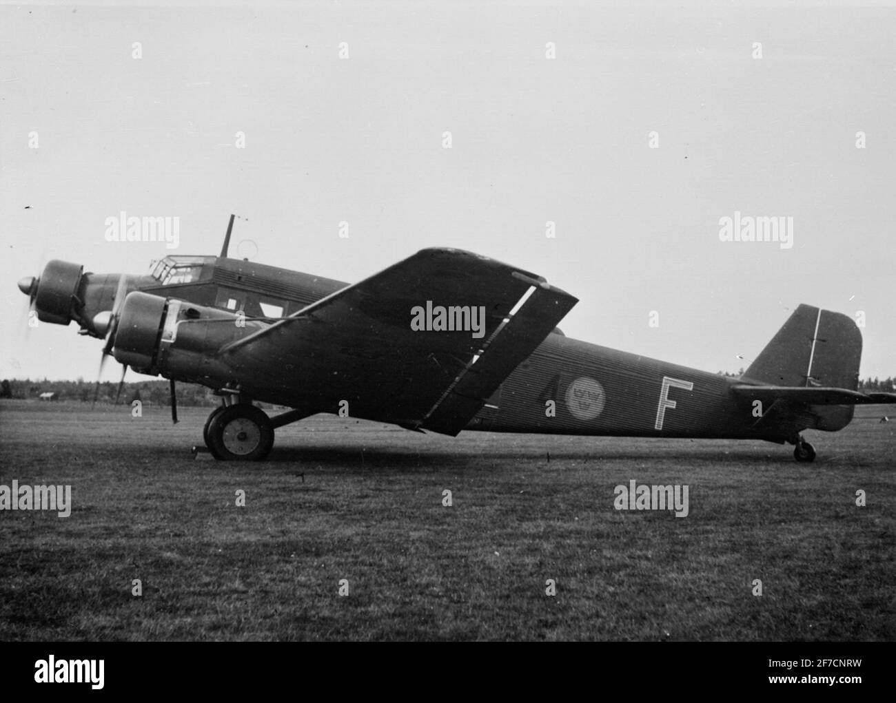 TP 5 is on an airfield, 1940s . Aircraft TP 5 from F 4 Frösön stands on ...