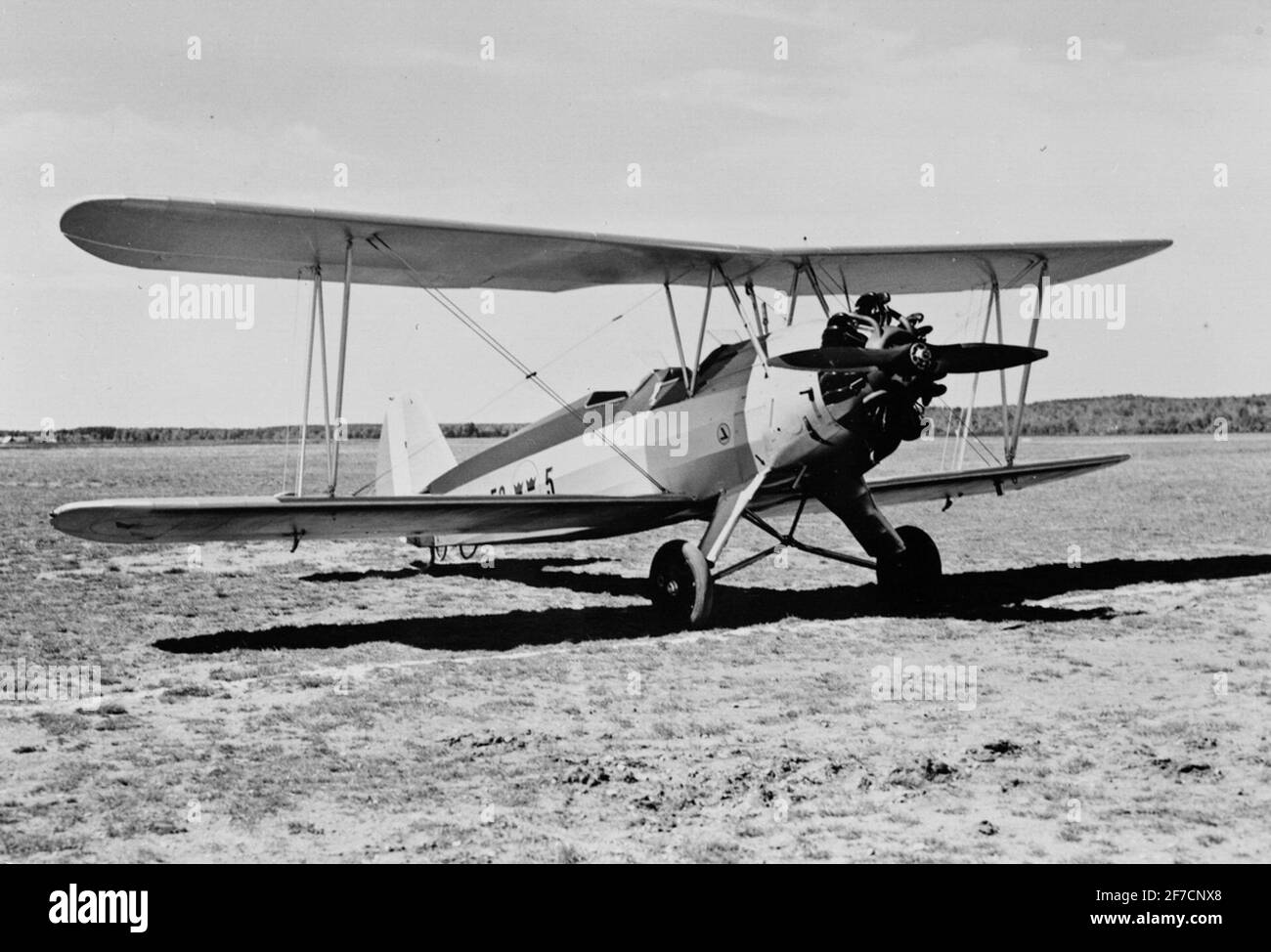 Airplane on airfield front view Black and White Stock Photos & Images ...