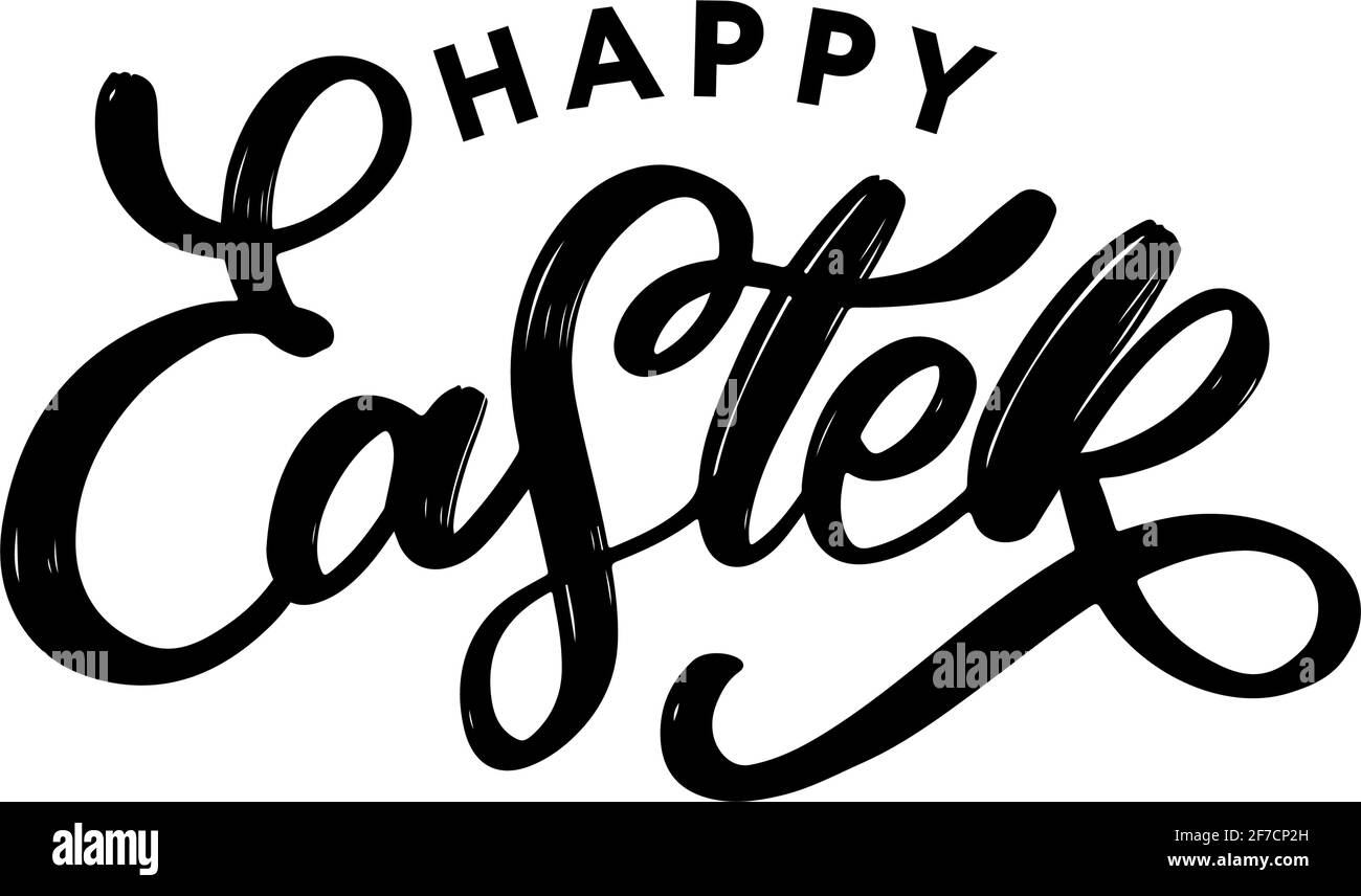 Happy Easter lettering card. Hand drawn lettering poster for Easter ...