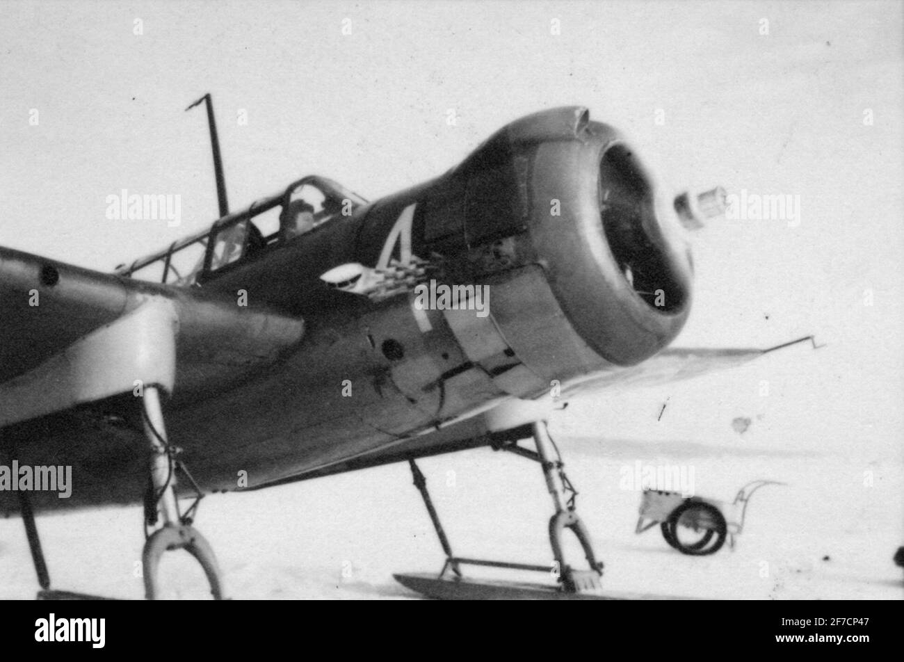 Aircraft s 17 with skis on f 3, winter 1946 . airplane 17 with skis on ...