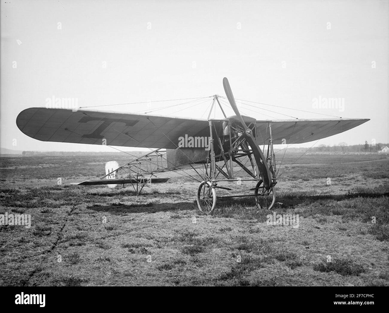 Airplane Thulin A set up in Ljungbyhed. At Enoch Thulin's flight school ...