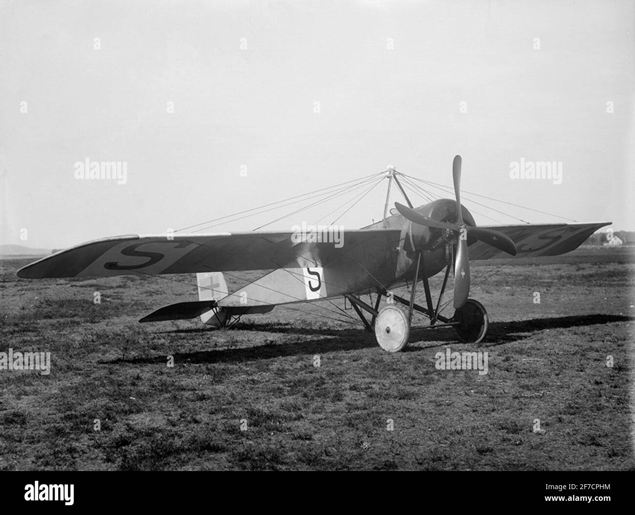 Airplane Thulin B set up in Ljungbyhed. At Enoch Thulin's flight school ...