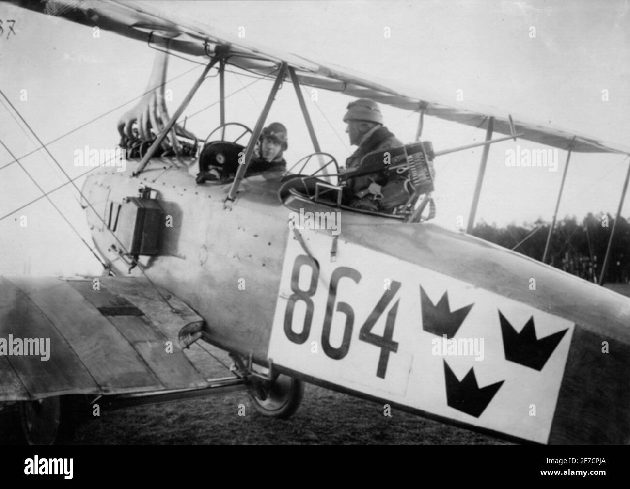 Driver and shooter in place in the aircraft Thulin Fa on the ground ...