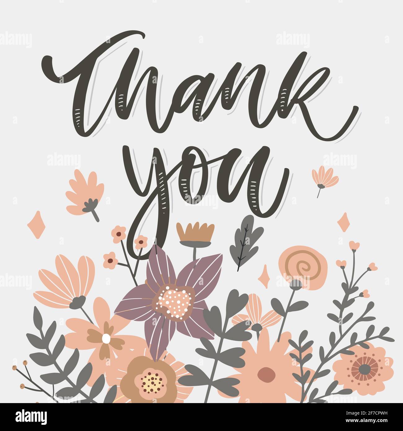 Cute Thank You Script Card Stock Vector Image & Art - Alamy