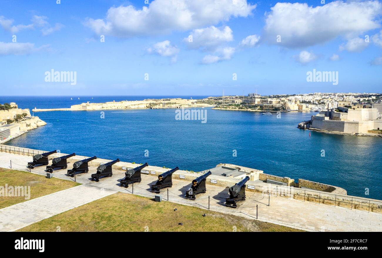 The Saluting Battery in Valletta Malta Stock Photo - Alamy