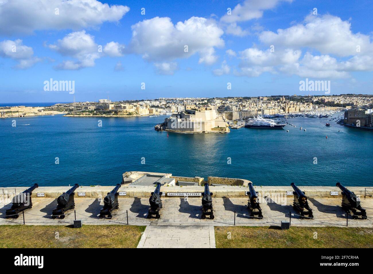 The Saluting Battery in Valletta Malta Stock Photo - Alamy