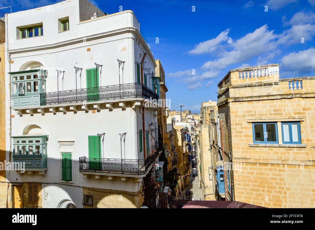 Malta Valletta street view in a sunny day Stock Photo - Alamy