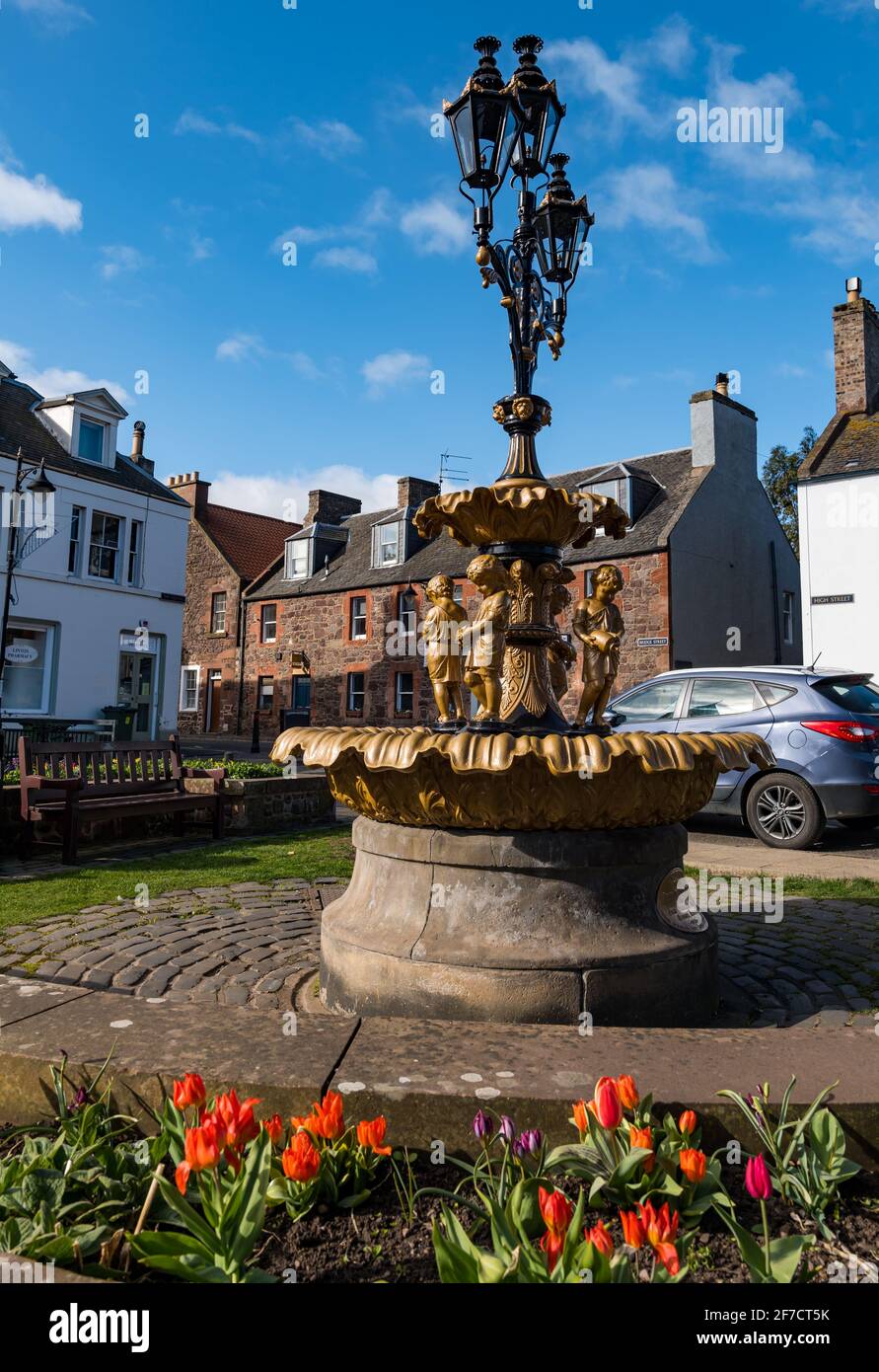 Restored cast iron Victorian fountain wth three lamps and child figures ...