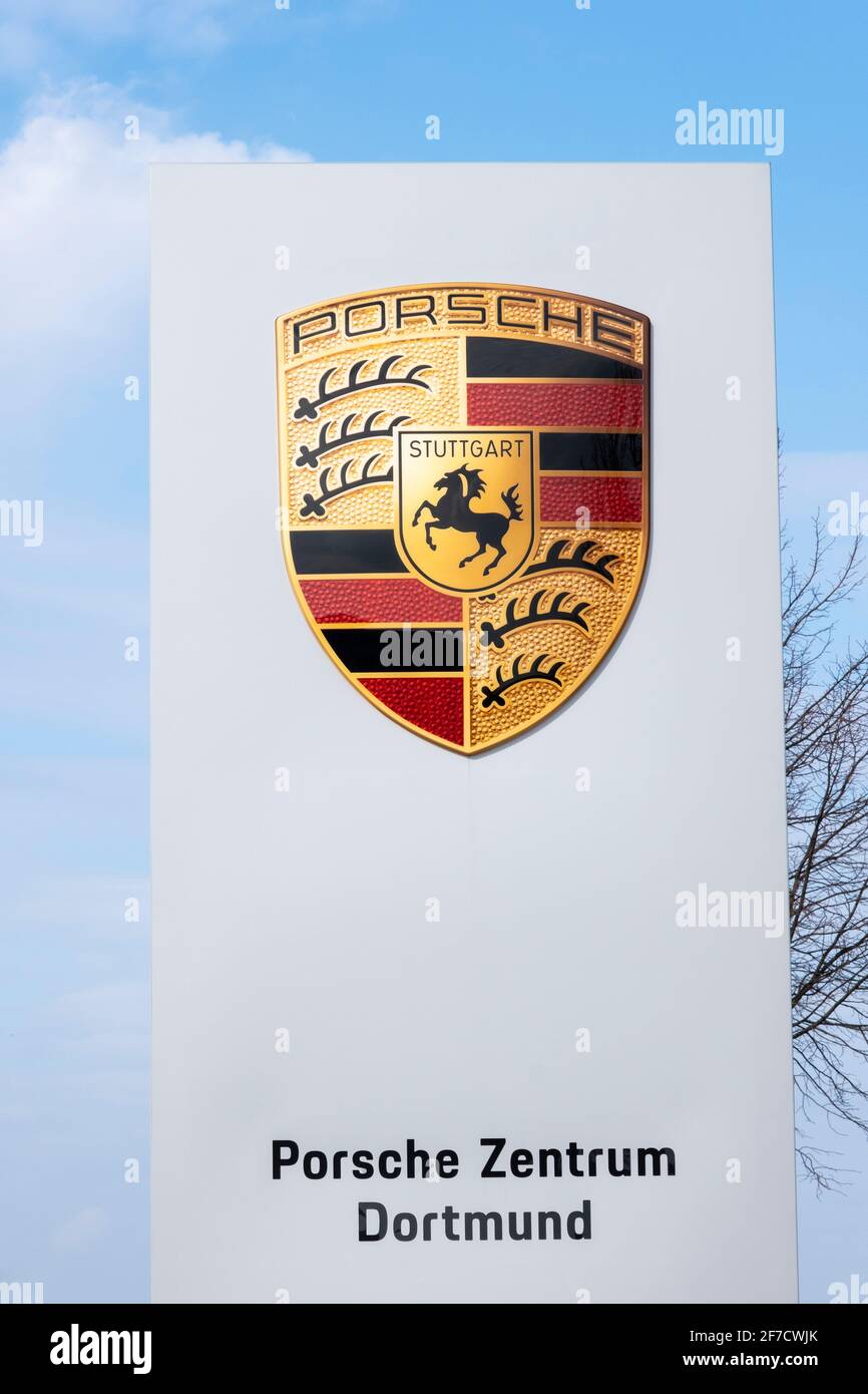 Sign And Logo At The Porsche Centre Dortmund, Holzwickede, Ruhr Area ...
