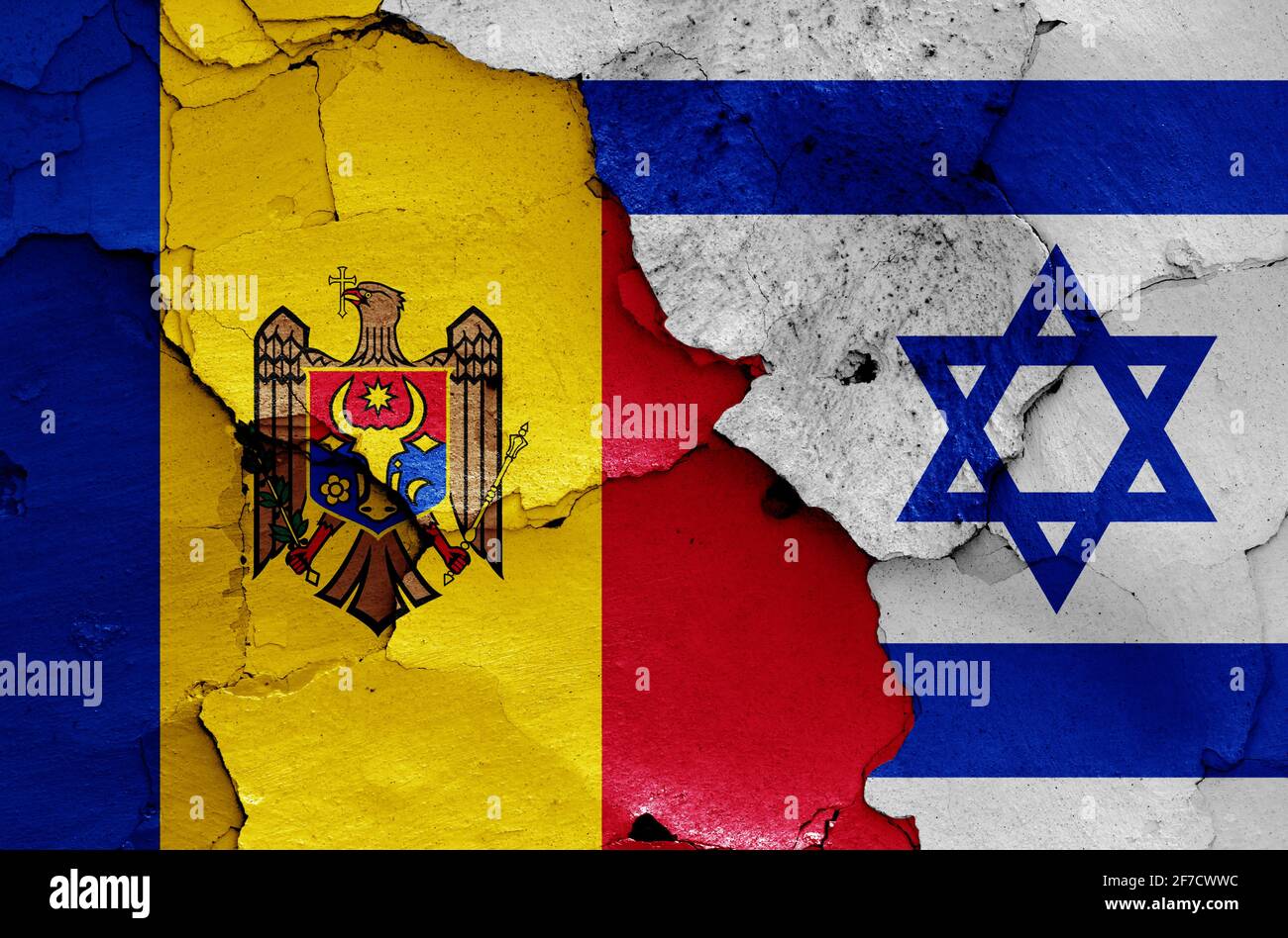 flags of Moldova and Israel painted on cracked wall Stock Photo - Alamy