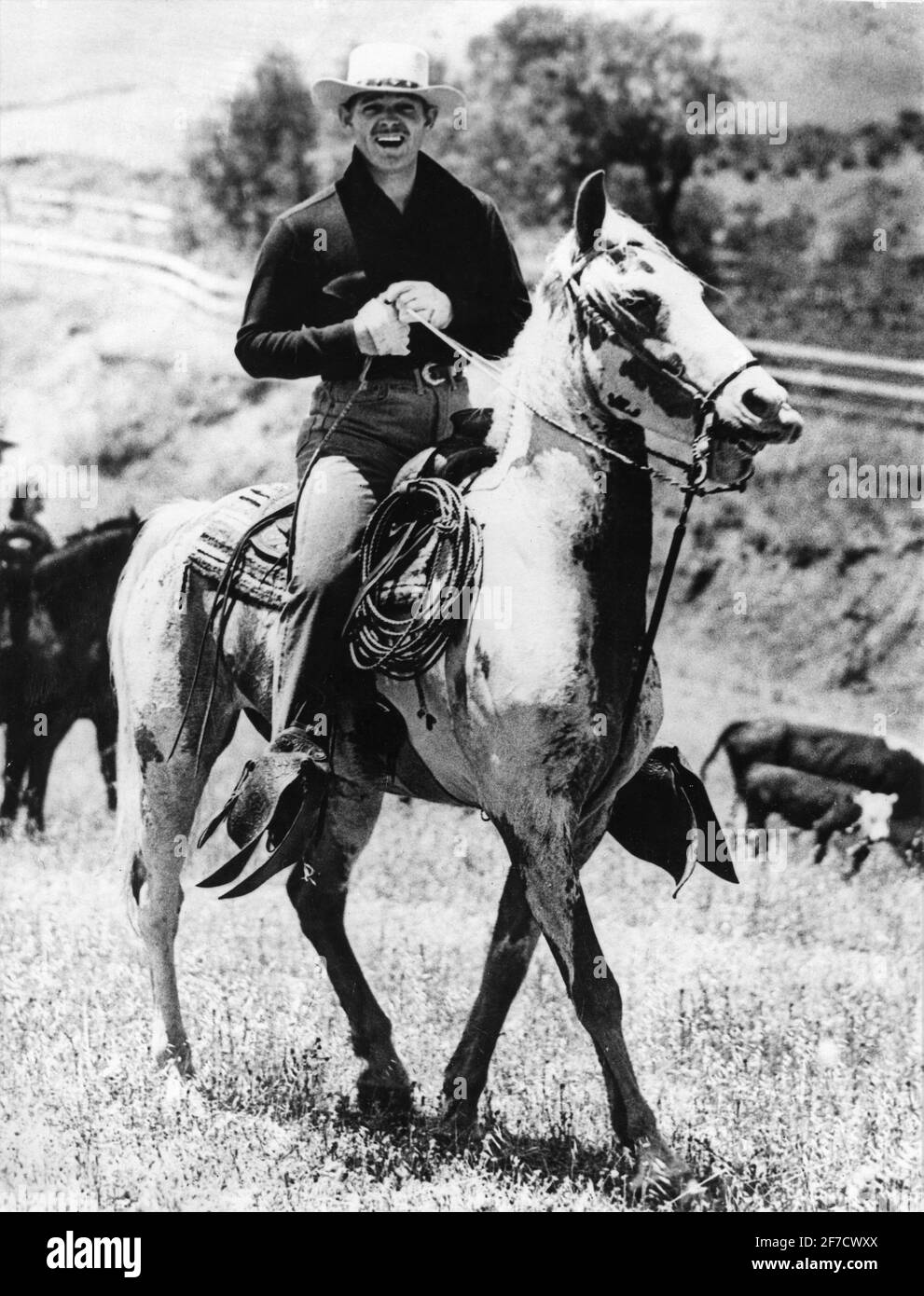 CLARK GABLE in June 1938 riding the late WILL ROGERS favourite horse ...