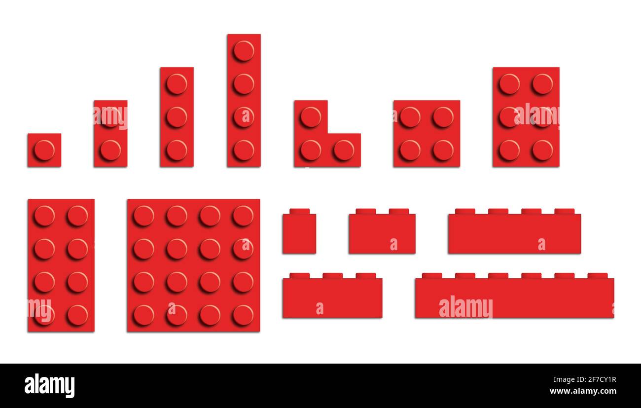 Set of building bricks in red color Stock Photo - Alamy