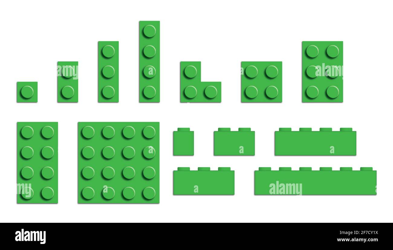 Set of building bricks in green color Stock Photo - Alamy