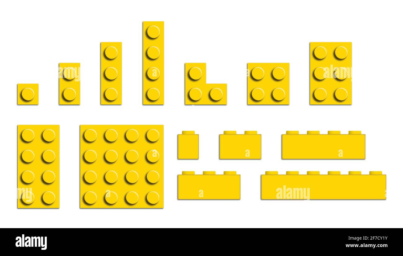 Set of building bricks in yellow color Stock Photo - Alamy