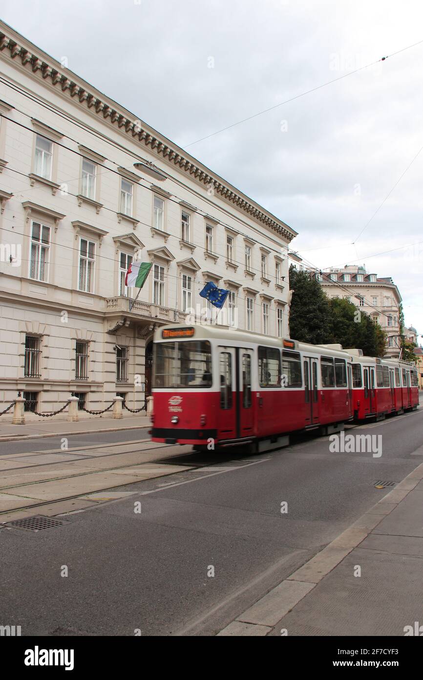 tramway, street and italian embassy in vienna (austria Stock Photo - Alamy