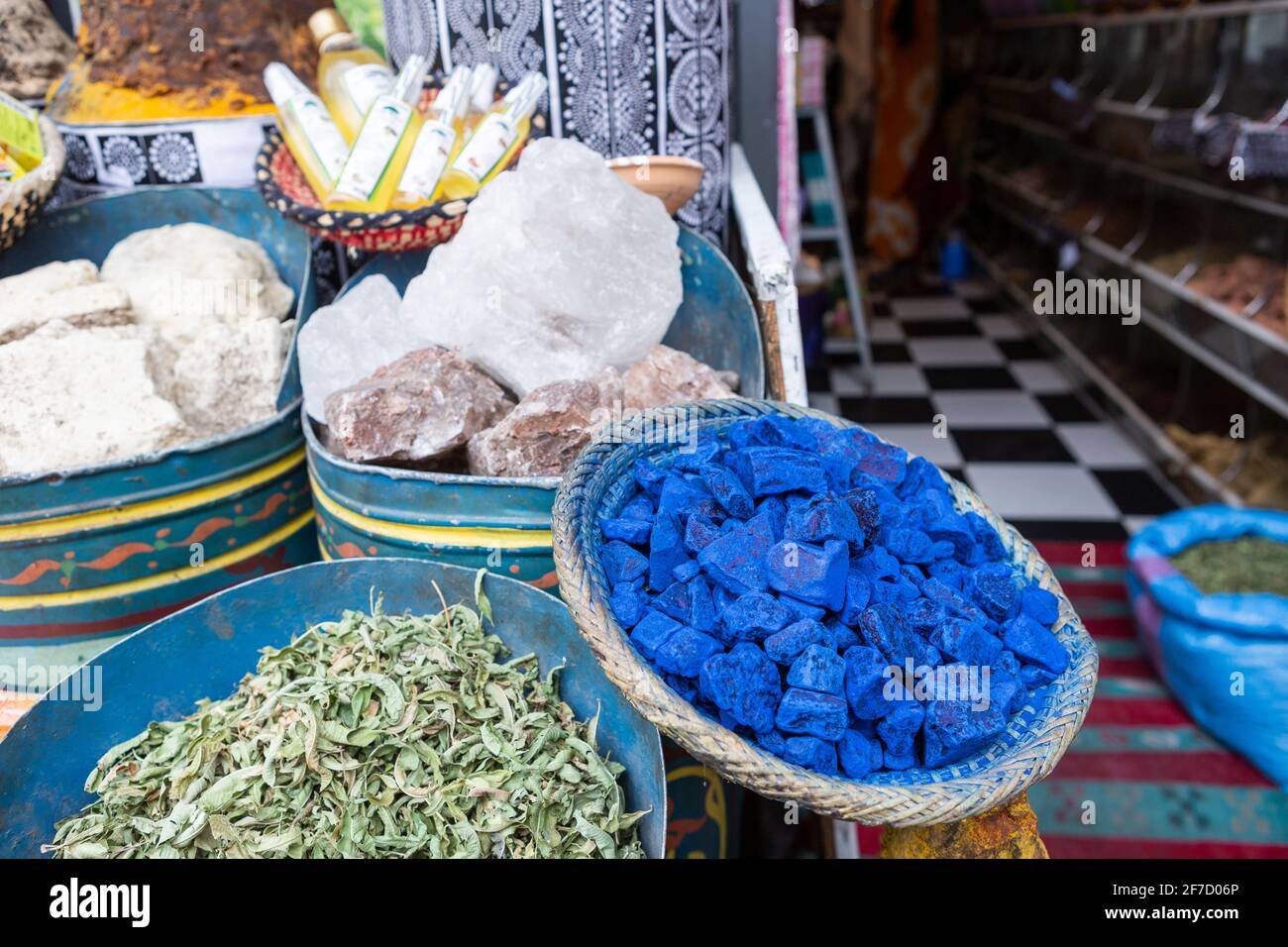 Shop with mixed goods in the medina of Marrakech, Morocco Stock Photo ...