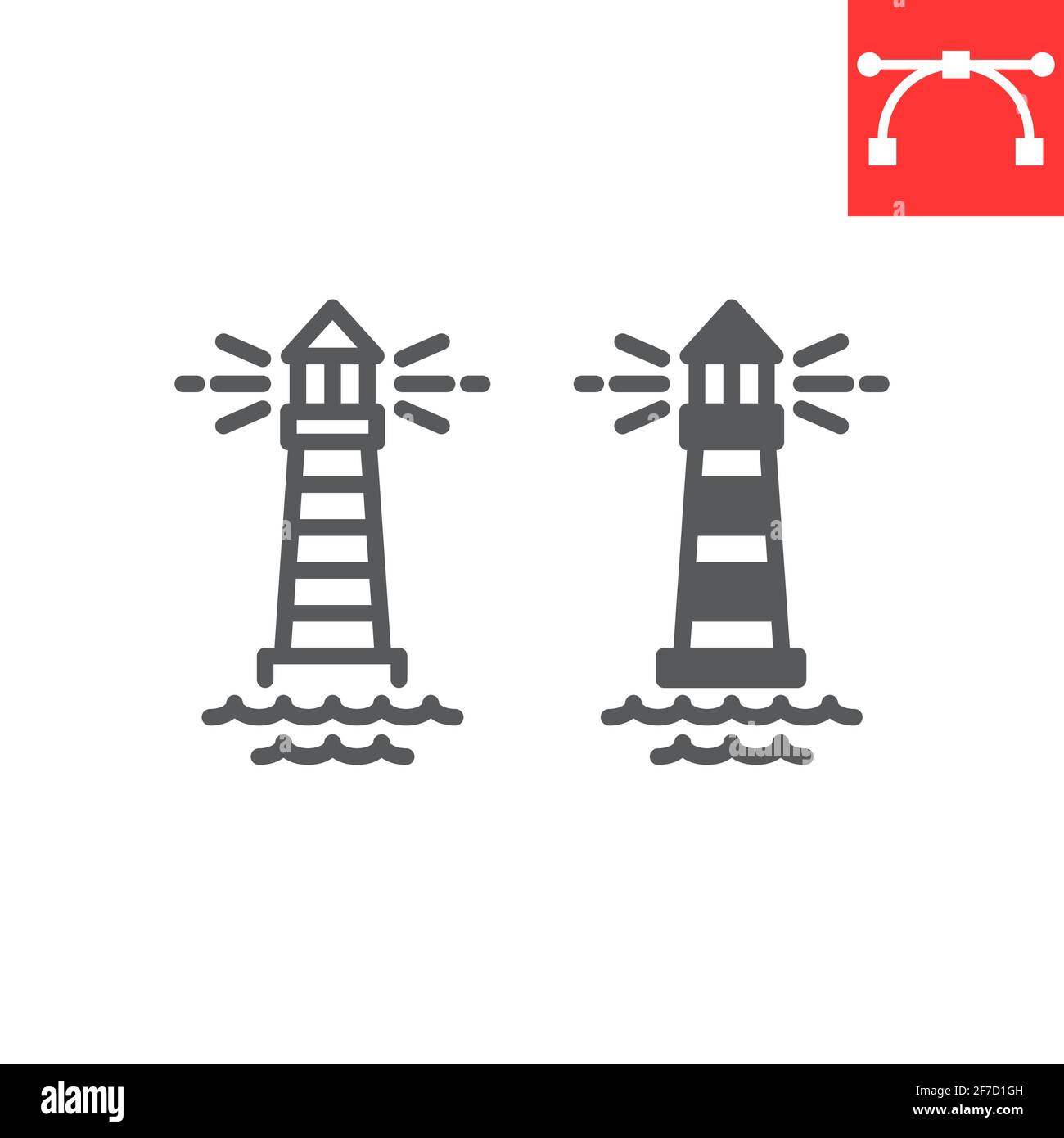 Lighthouse line and glyph icon, sea and ocean, lighthouse vector icon ...