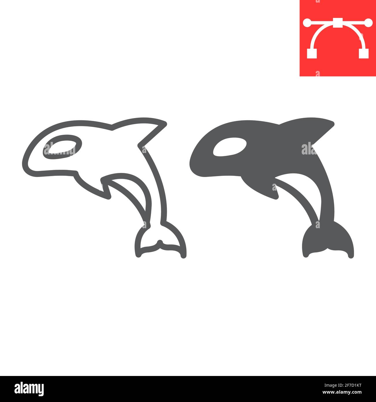 Orca line and glyph icon, sea and ocean animals, orca vector icon ...