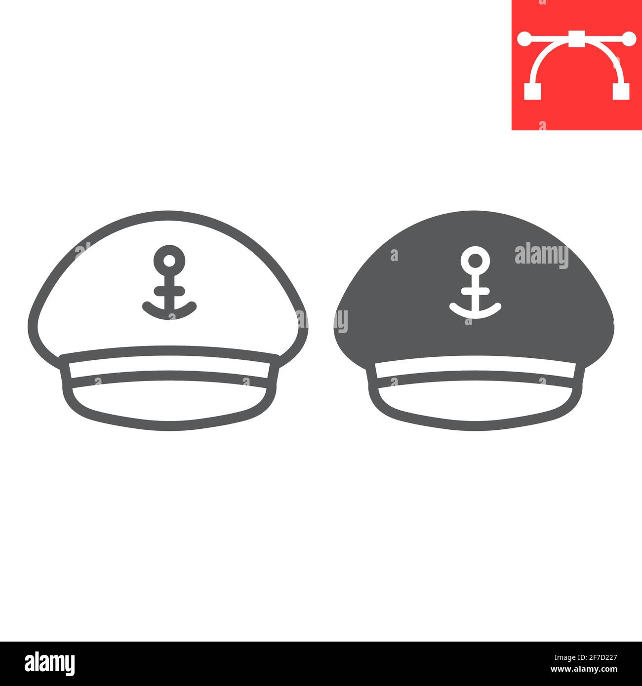 Captain hat line and glyph icon, sea and uniform, captain cap vector ...