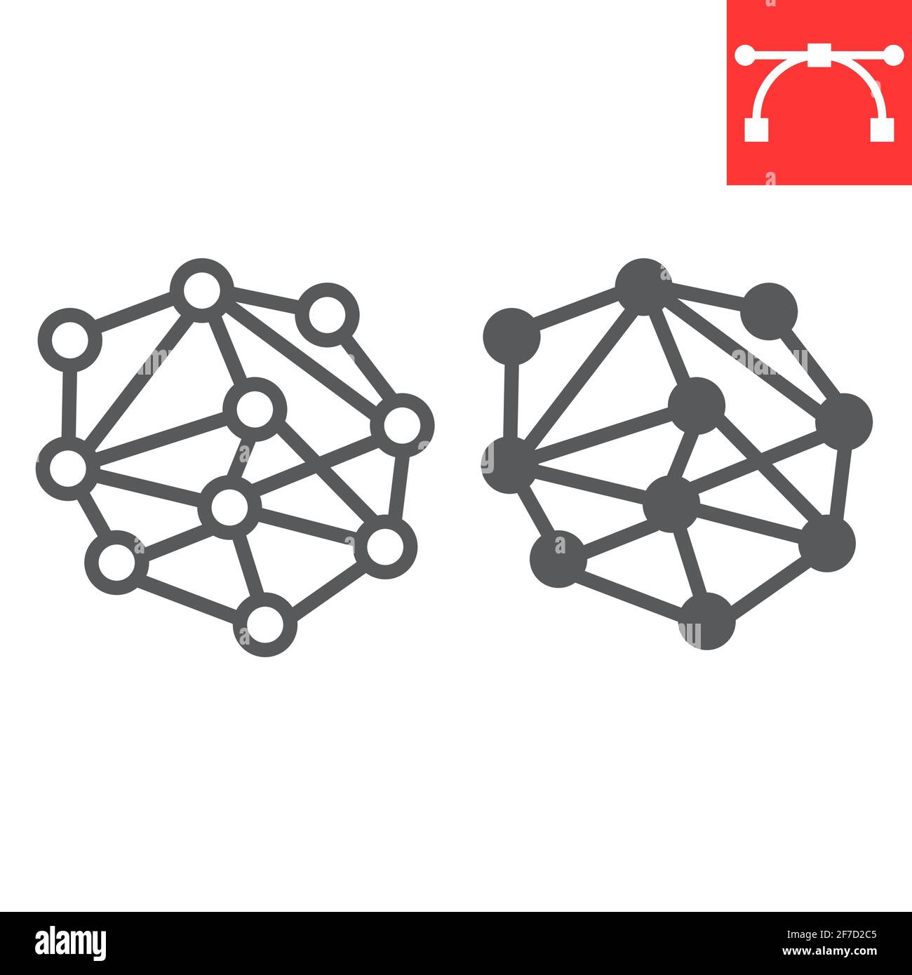 Distributed network line and glyph icon, connect and marketing ...