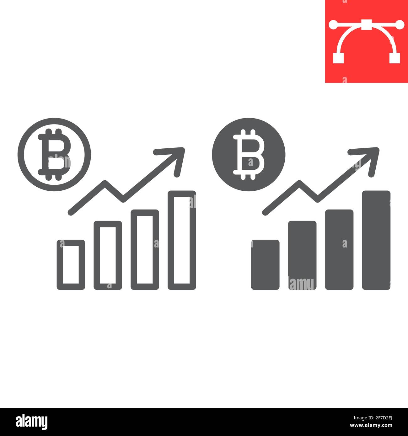 Bitcoin statistics line and glyph icon, graph and growth, bitcoin ...