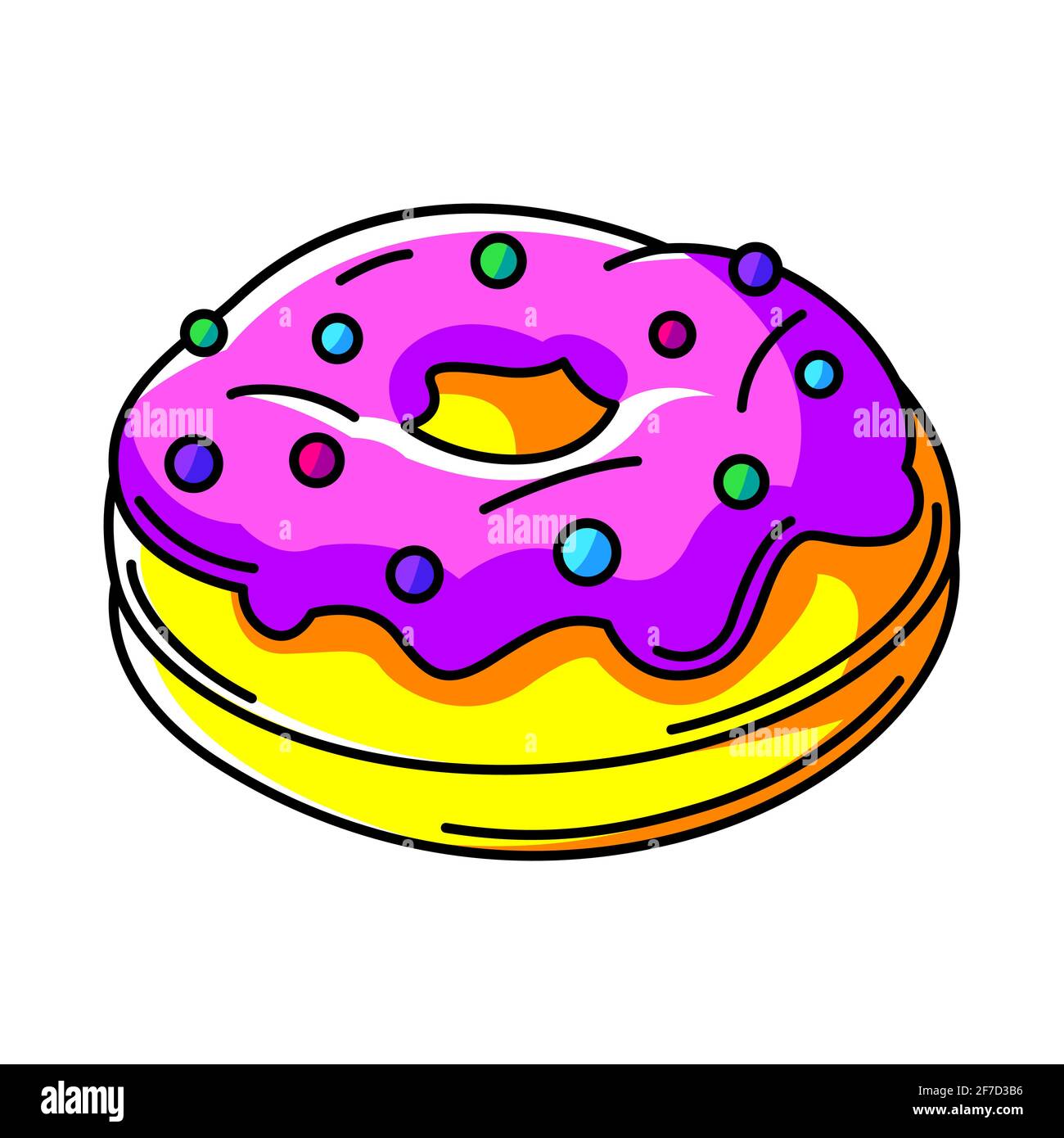 Illustration of donut. Colorful cute cartoon icon Stock Vector Image ...