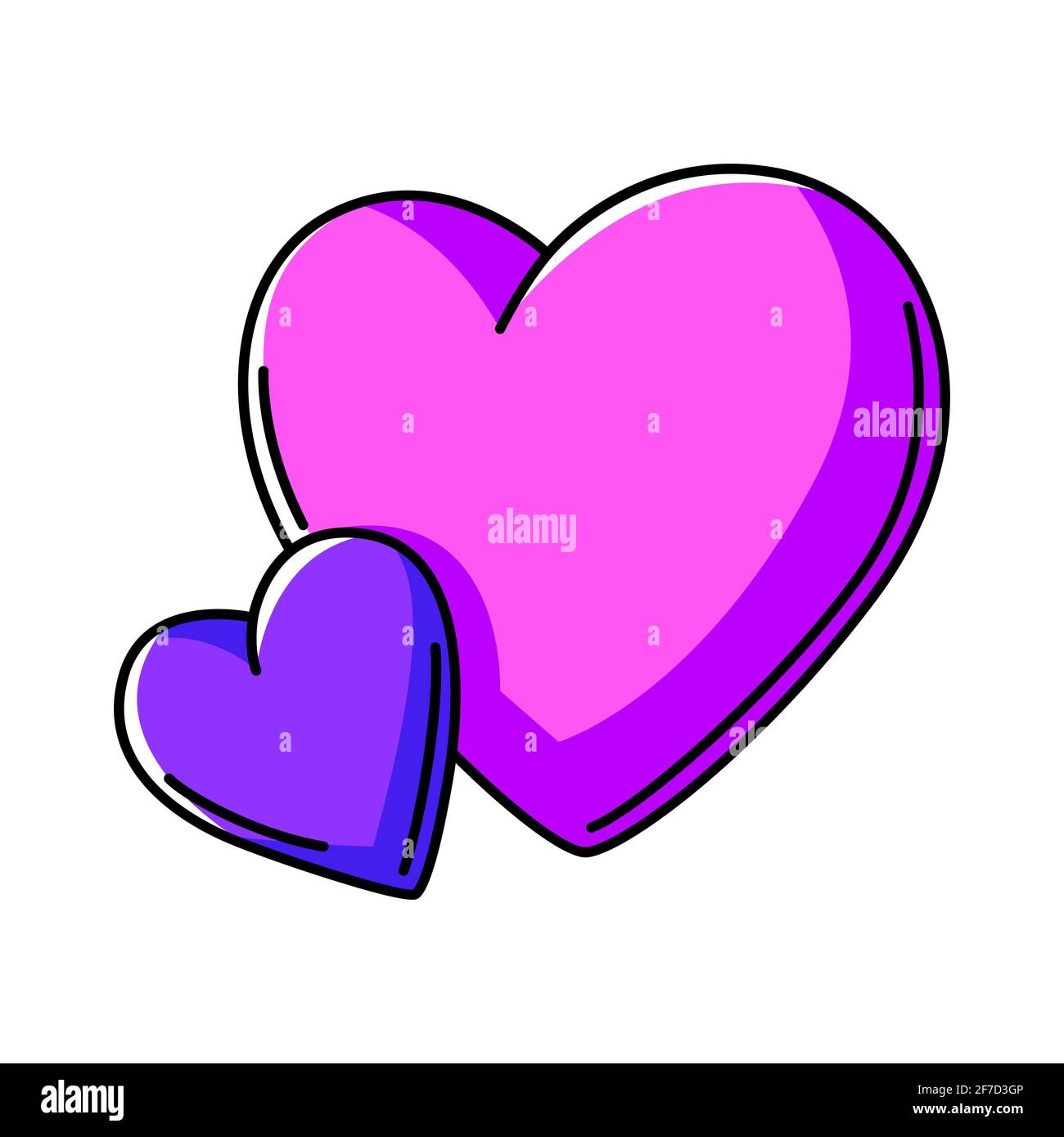 Illustration of hearts. Colorful cute cartoon icon Stock Vector Image ...