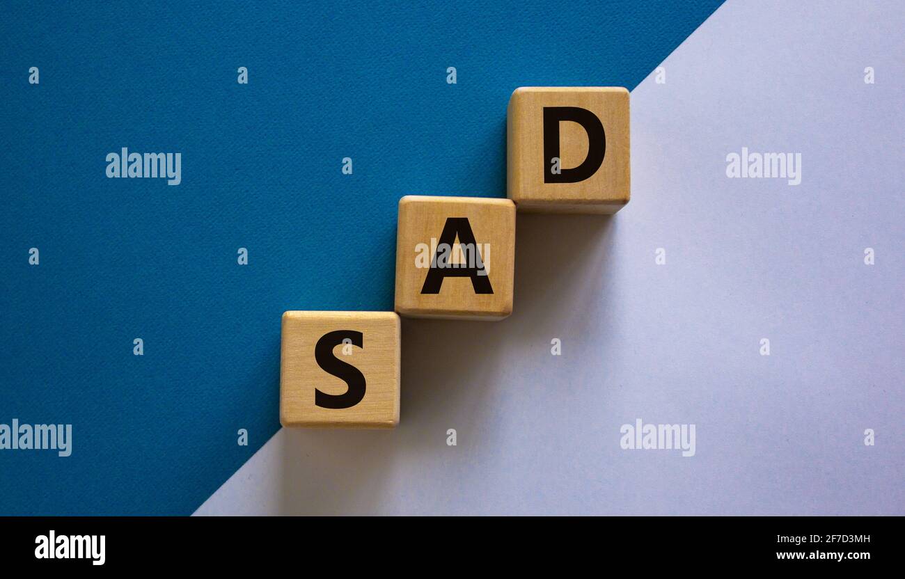 SAD, social anxiety disorder symbol. Concept words 'SAD, social anxiety ...