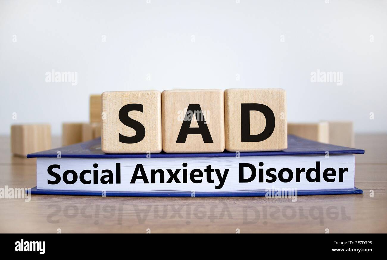 SAD, social anxiety disorder symbol. Concept words 'SAD, social anxiety ...