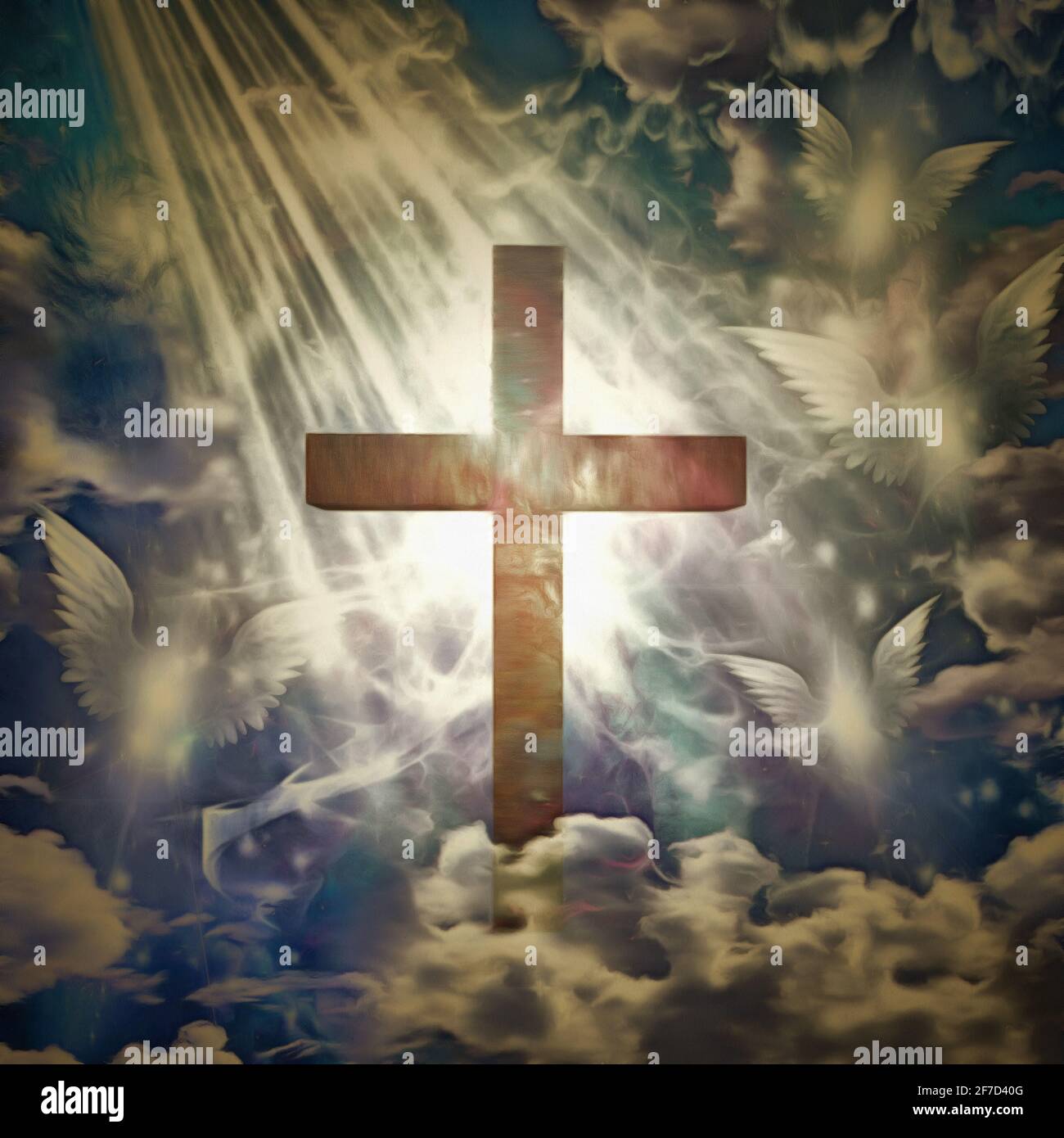 Cross in the Sky. 3D rendering Stock Photo - Alamy