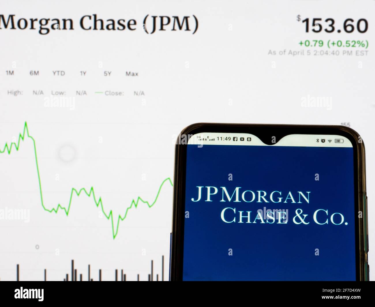 In this photo illustration, a JPMorgan Chase & Co. logo seen displayed ...