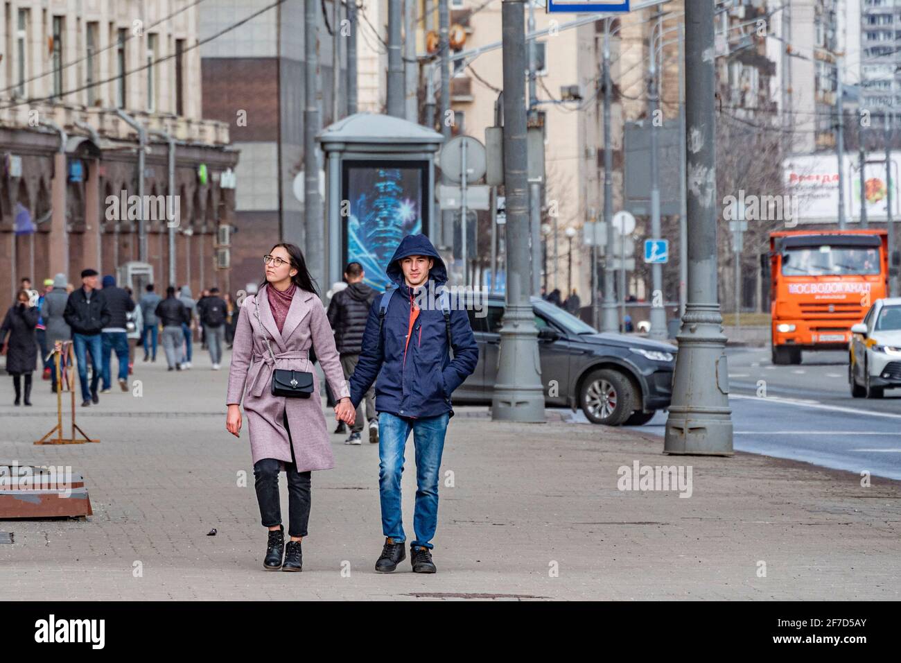 Russia, Moscow. People walk in a street Stock Photo - Alamy