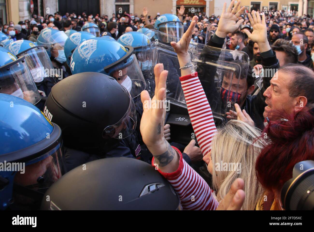 Rome, Italy. 06th Apr, 2021. Rome, Demonstration of street vendors ...