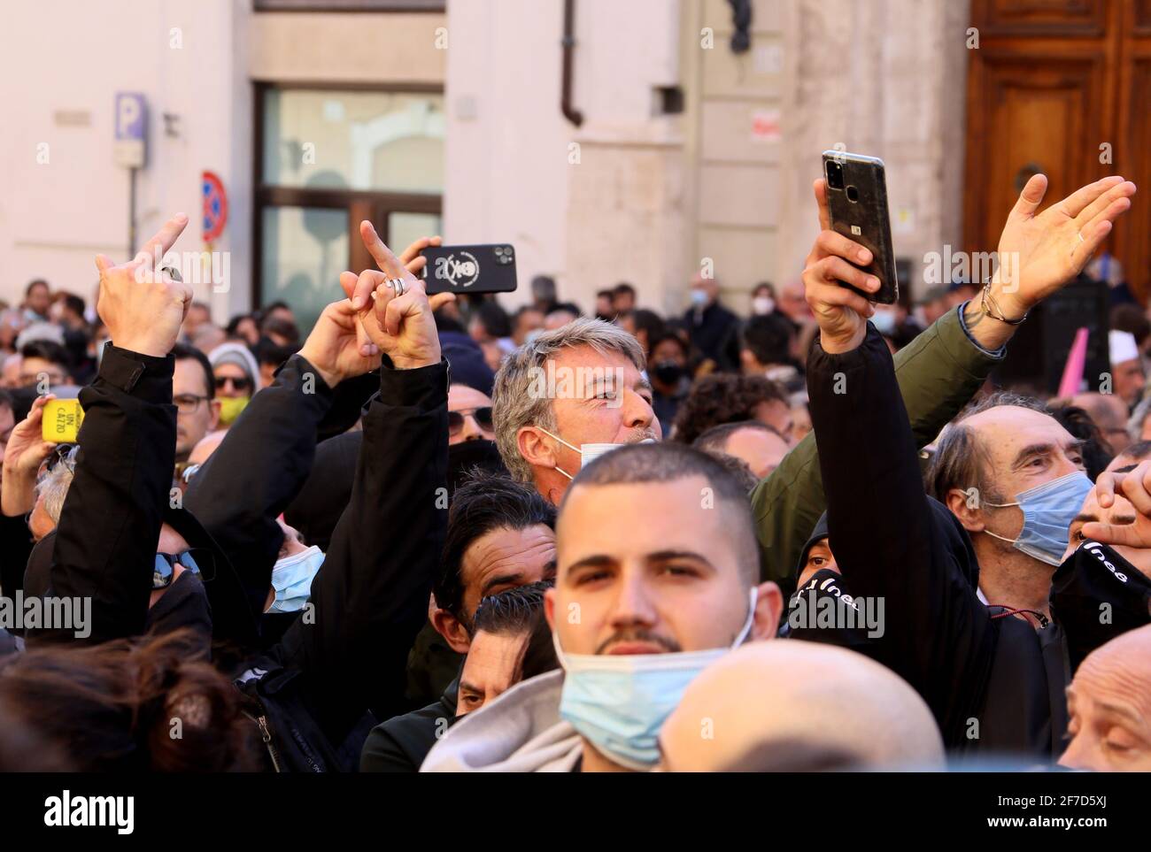 Rome, Italy. 06th Apr, 2021. Rome, Demonstration of street vendors ...