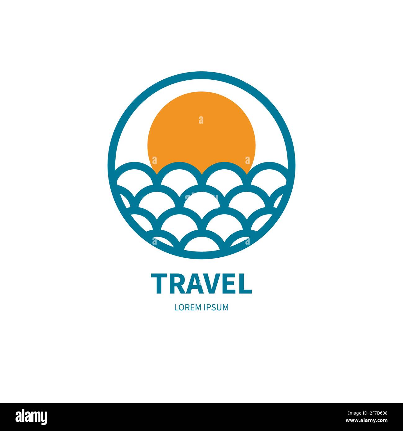 Logo for resort, hotel, travel agency, spa with sun and sea. Geometric ...