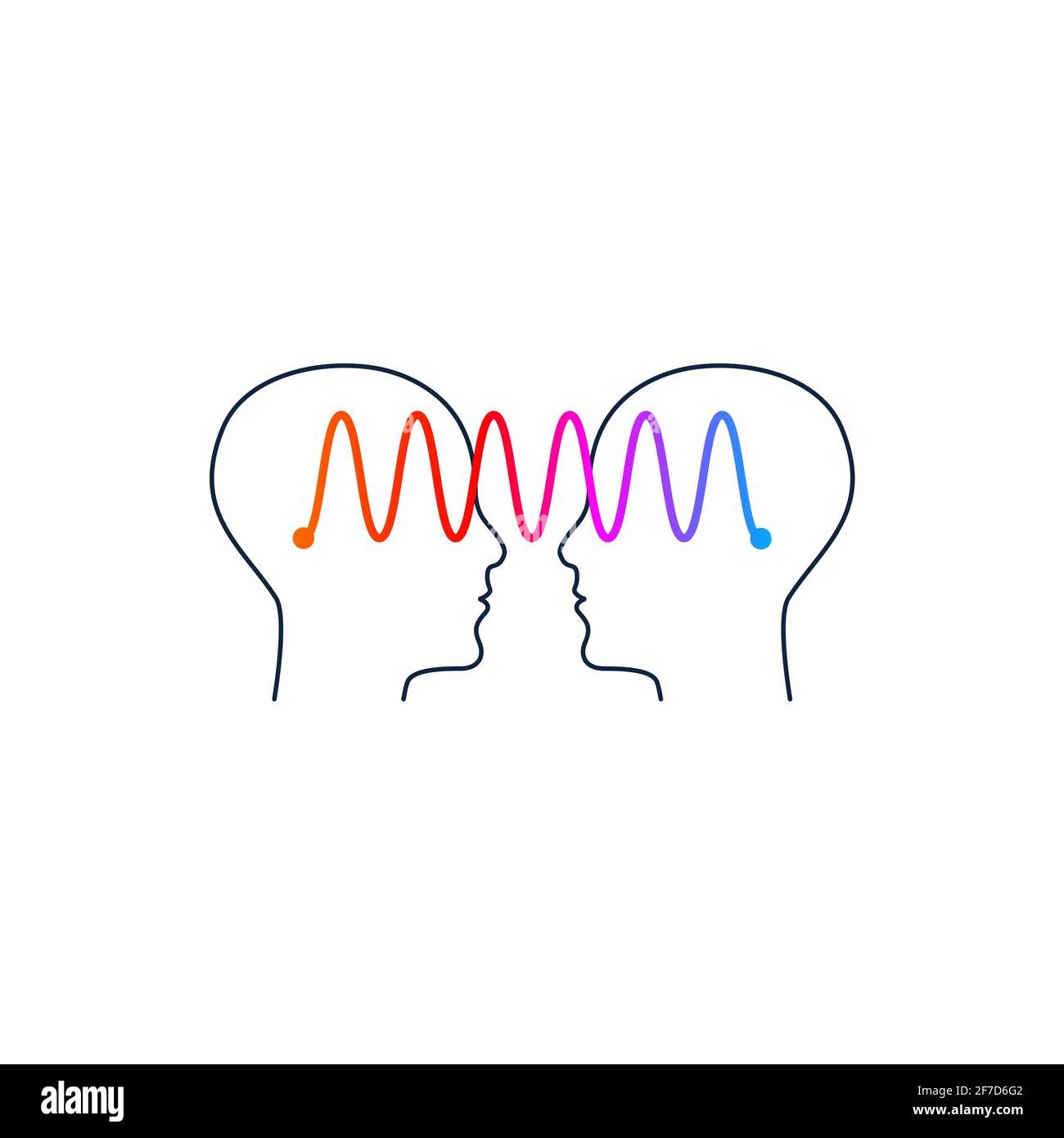 Empathy symbol. Two profiles with link between them. Therapy sign ...
