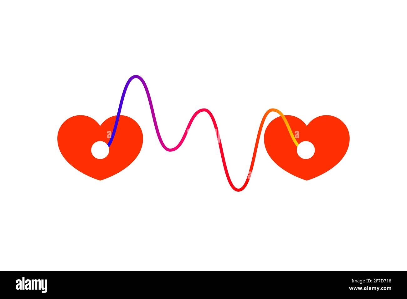 Two connected red hearts. Concept of empathy, love, passion. Cardiology ...