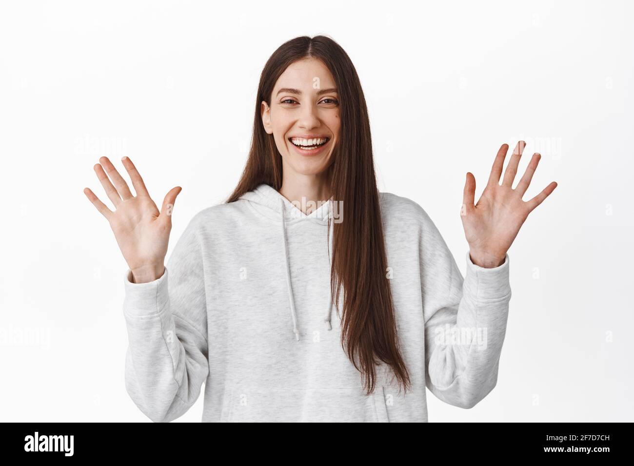Teen girl waving goodbye hi-res stock photography and images - Alamy