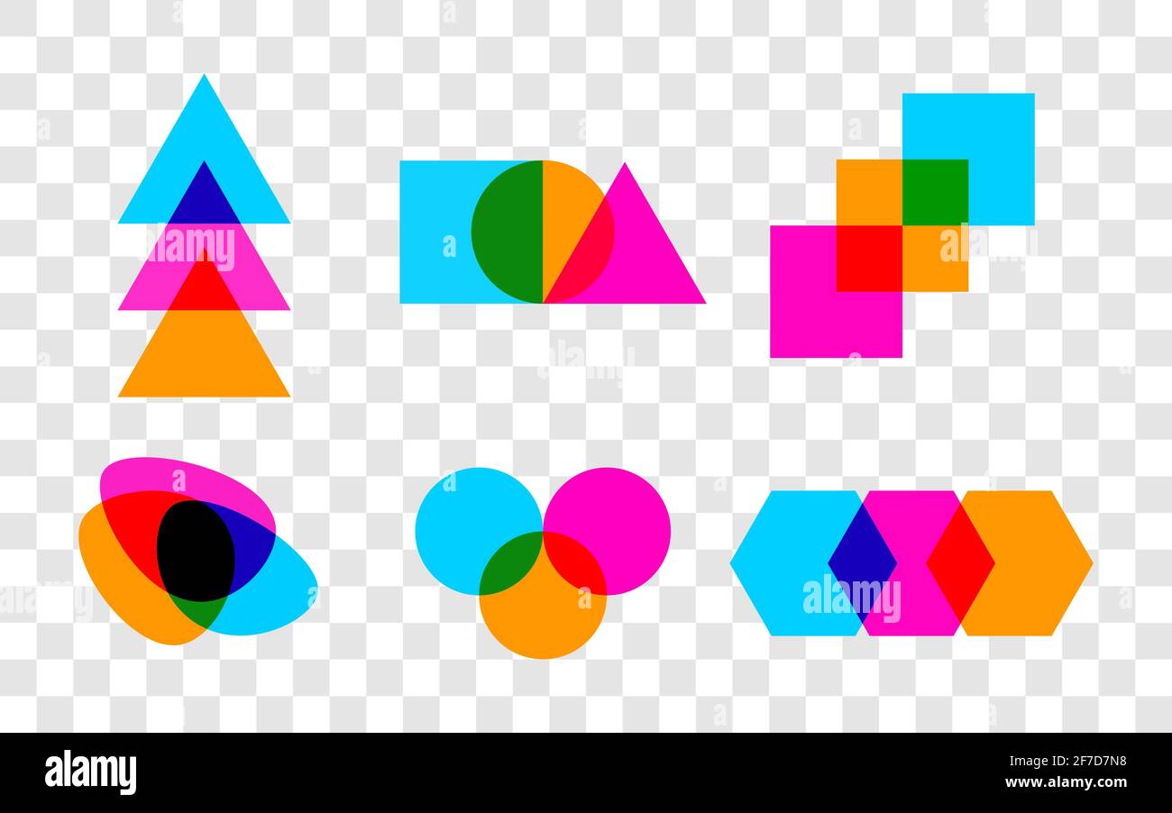 Set of geometric abstract intersecting shapes. Graphic design elements, for logos, icons, signs ...