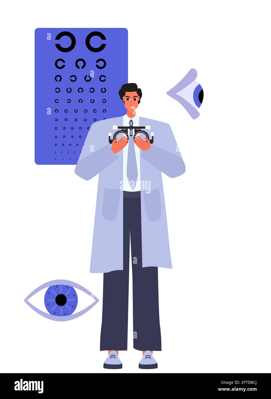 Optical eyes test illustration. Ophthalmology concept. Ophthalmologist ...