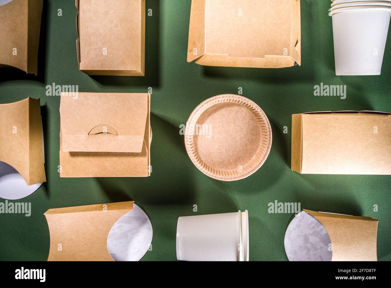 Cardboard fast food and drink packaging concept. Set of various ...