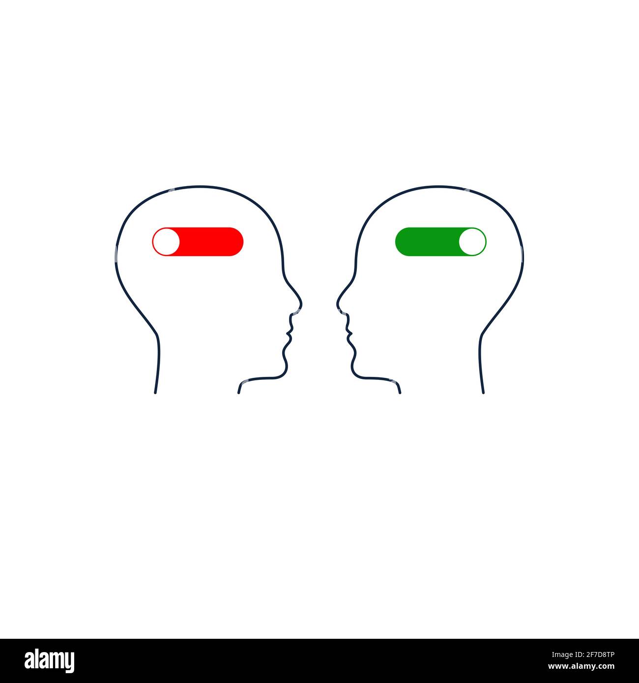 Head with on and off switch. Learning, understanding concept. Coaching ...