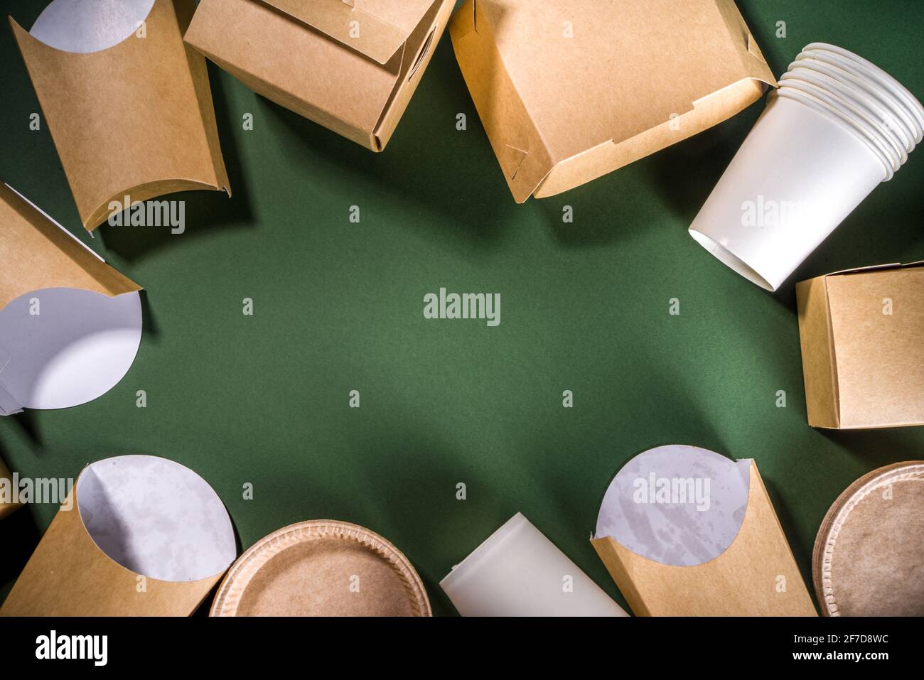 Cardboard fast food and drink packaging concept. Set of various ...