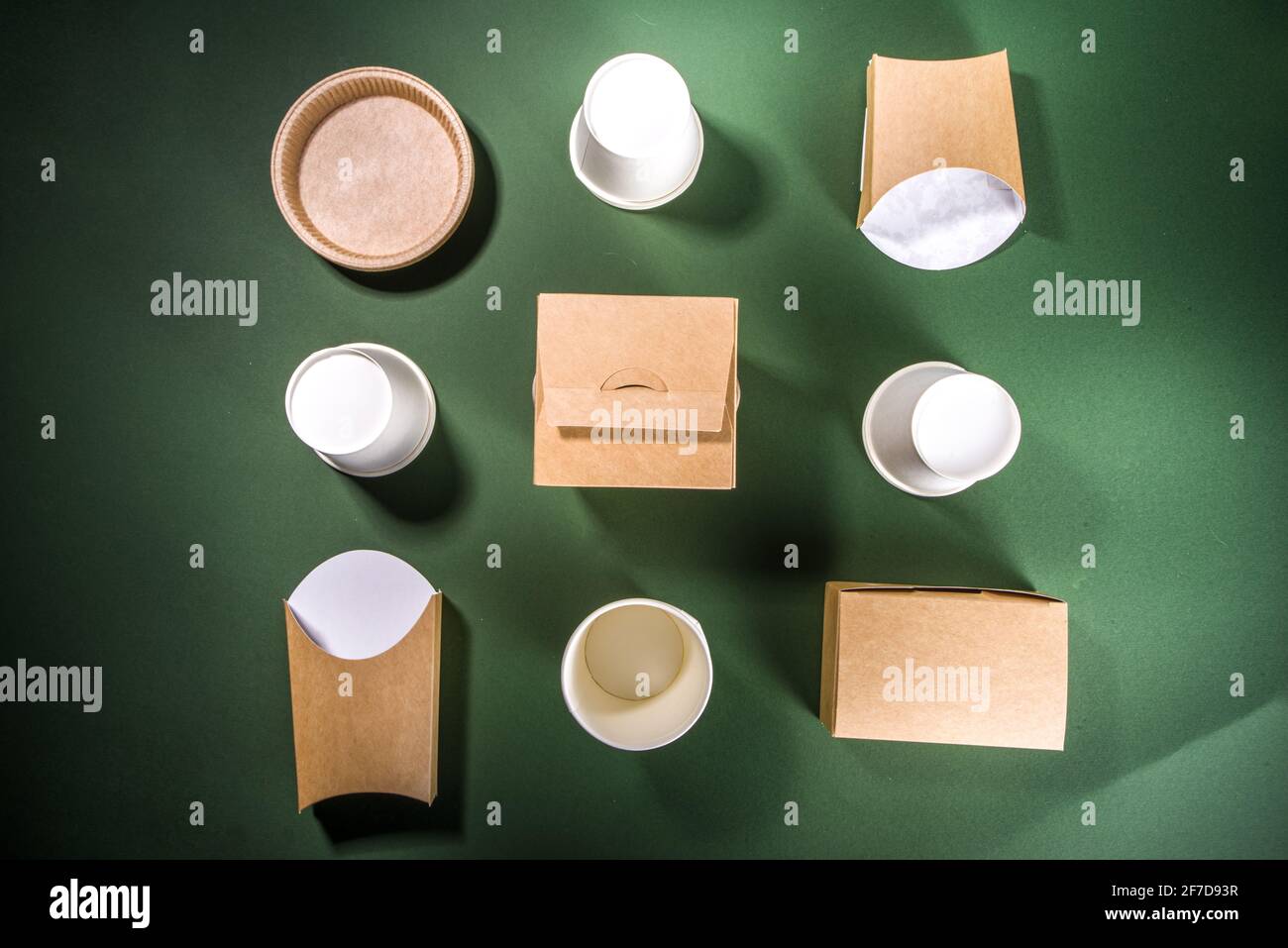 Cardboard fast food and drink packaging concept. Set of various ...